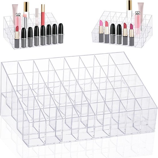 40 Compartments Acrylic Lipstick Organiser Storage Transparent Lipstick ...