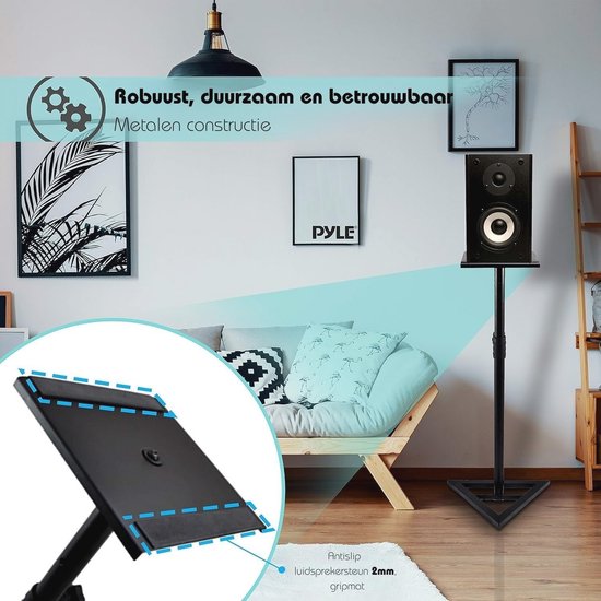 Verstelbare Luidsprekerstandaard met Driehoekige Basis en Vierkant Platform - Hoogte... | bol