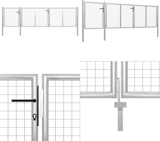 vidaXL Poort 400x100 cm staal zilverkleurig - Tuinpoort - Tuinpoorten ...