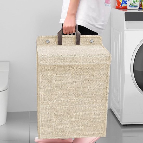 Opvouwbare wasmand - 60 liter - beige - wasverzamelaar | bol