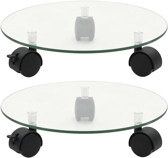 2x Plantenroller 28 cm Rond Gehard Glas Plantenrollers Plantentrolley | bol