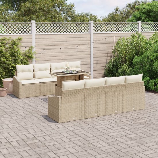 vidaXL - Tuin - Sofa - Set - 7-delig - Beige - Rattan - Moderne ...
