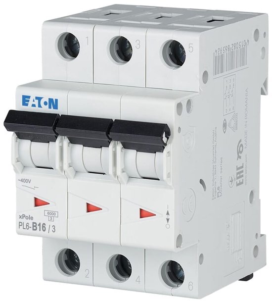 Eaton Installatieautomaat 3-Polig 16A - PL6-B16/3 - Type B | bol
