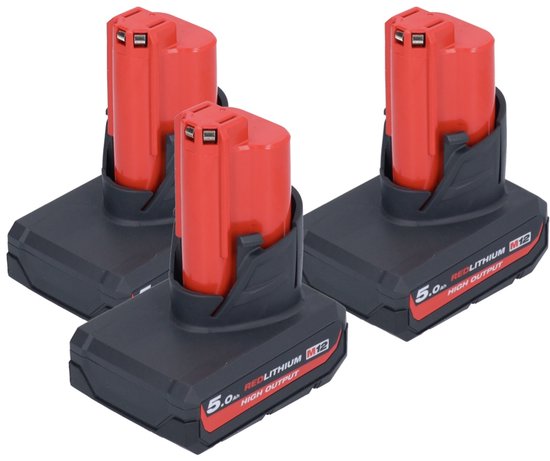 Milwaukee accu set 3x M12 HB5 High Output 12 V 5,0 Ah / 5000 mAh Li-Ion ...