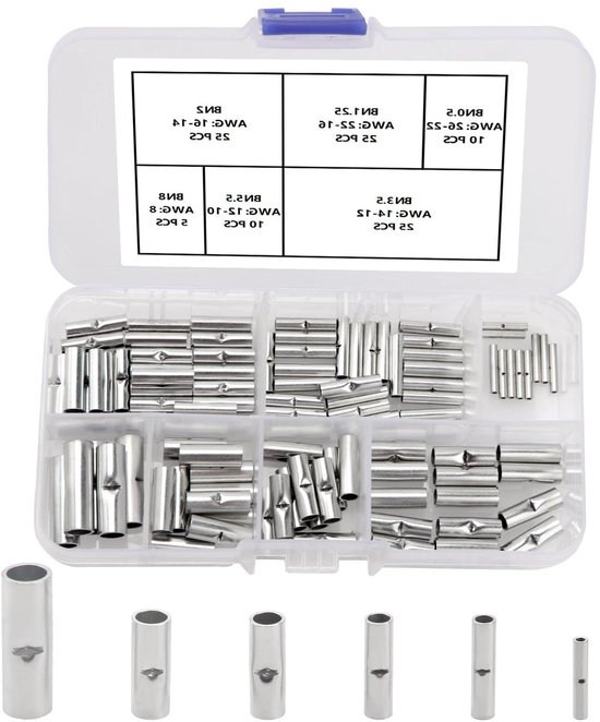 100 Stuks 6 Soorten Niet-geïsoleerde Stootverbinders Kit - Cilindrische ...