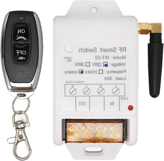 Draadloze RF Schakelaar 433MHz 30A Draadloze Afstandsbediening ...