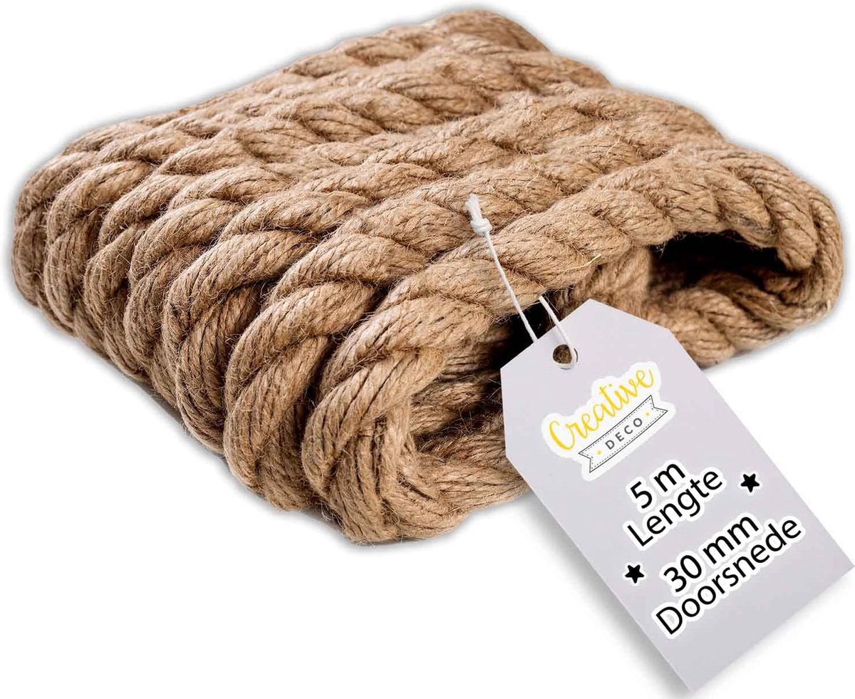 Creative Deco Jute Touw | 5m Lang | 30mm Dik | Sterk En Duurzaam Touw ...