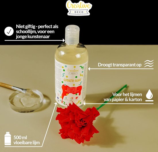 Creative Deco 500 ml Vloeibare Papier- en Karton Lijm | Niet-Toxisch ...