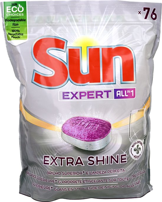 Sun Expert All-in-1 Extra Shine Vaatwastabs 76st | bol