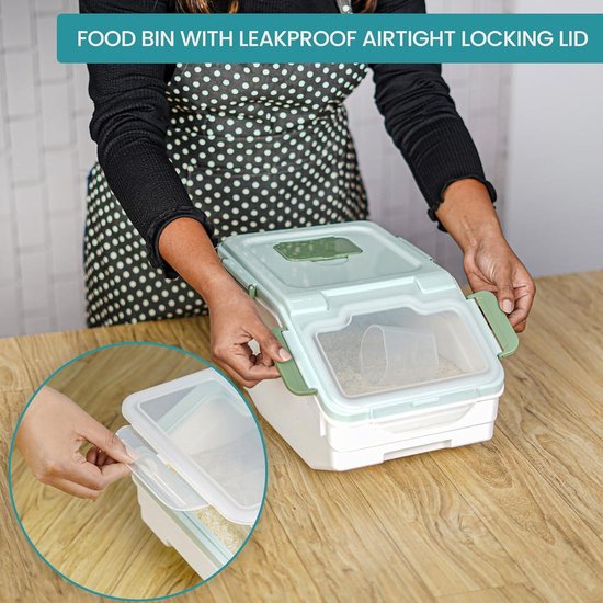 Large Plastic Food Storage Container - 5L Kitchen Bin with Measuring ...