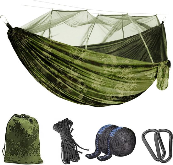 Outdoor hangmat met klamboe, reiscamping, 260 x 140 cm, ultralicht ...