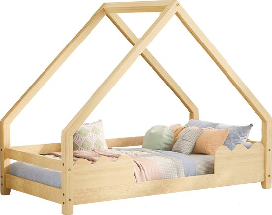 Merax Kinderbed Huisbed 80x160 cm - Massief Houten Bed met ...