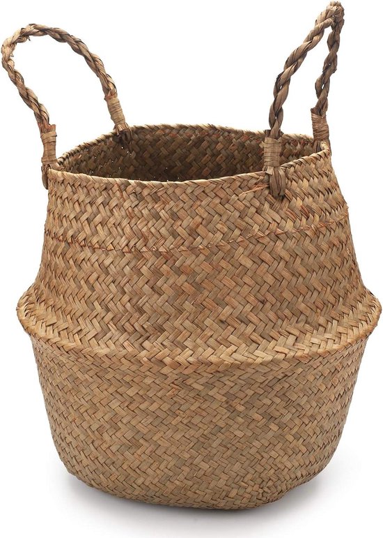 Rieten mand - handgeweven opbergmand - opvouwbare rieten mand voor ...