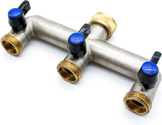 Tuinkraan met 3 Uitgangen - Driedubbele Afleidingsslang - Messing Waterkraan - 2 Weg... | bol