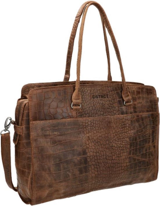 DSTRCT Laptoptas / Werktas - - 15 inch - Leer - Krokodillenprint - Preston Park - Cognac | bol