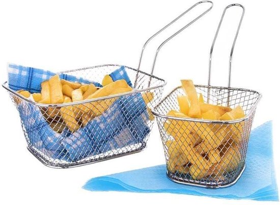 Frietmand Zilver 19x8x13,5 cm - Serveermand - Frietmandje - voor ...