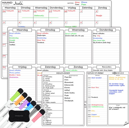 Systemyze Maandplanner & Weekplanner Whiteboard Set – Magnetisch ...