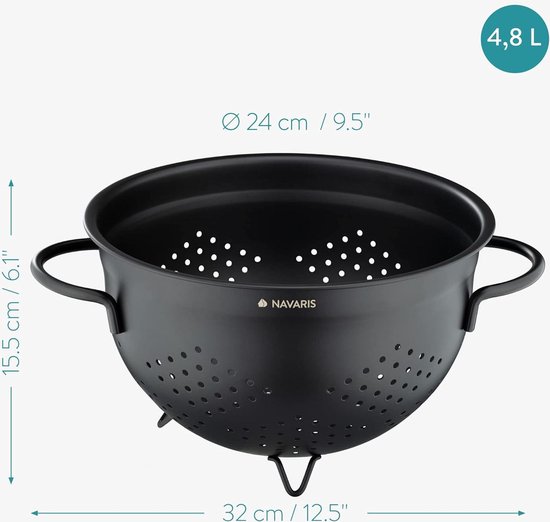 Roestvrijstalen vergiet - 48 liter - Metalen vergiet met handgrepen ...