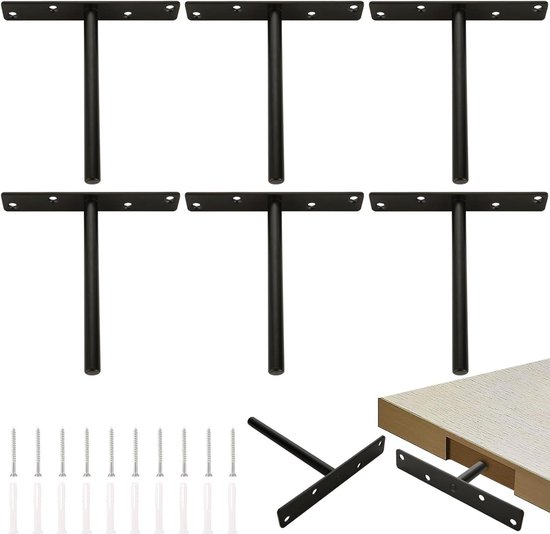 Onzichtbare plankdragers zwart - 8 stuks zwevende plankhouder 150 mm ...