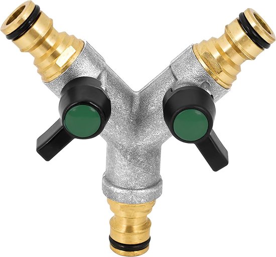 2-weg waterverdeler met 3 x 1/2 inch aansluitingen - voor slangkoppeling - waterstroom... | bol