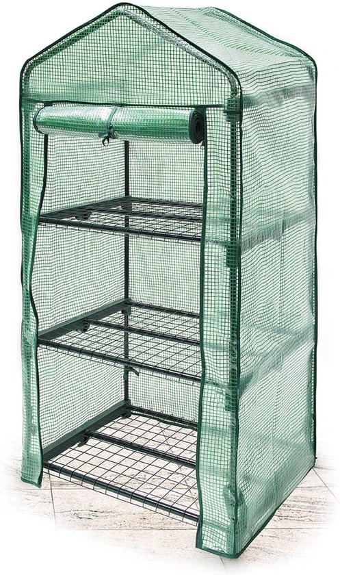 Tuinkas folie 3 rekken kweekkas voor in de tuin - broeikas groen meta ...