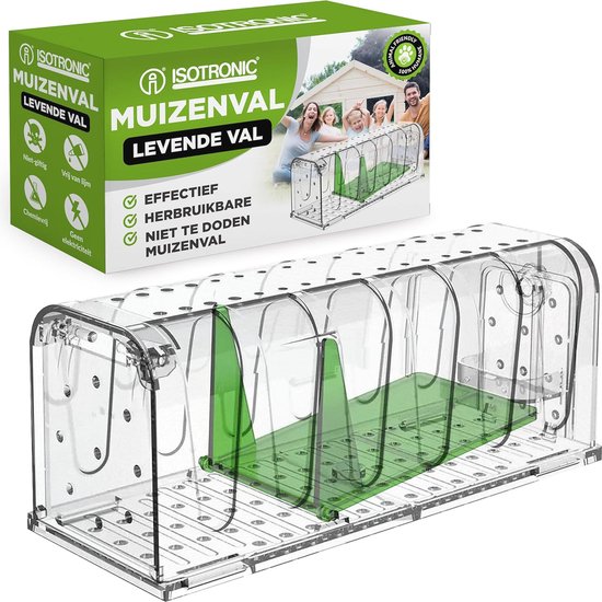 Levende muizenval met lokaasdoosje - Herbruikbaar en diervriendelijk ...