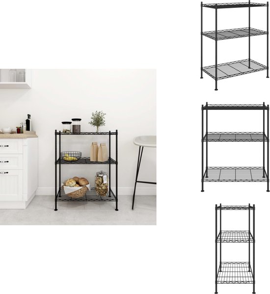 vidaXL Opbergrek 3-laags - Zwart ijzer - 150 kg - 60x35x76 cm ...