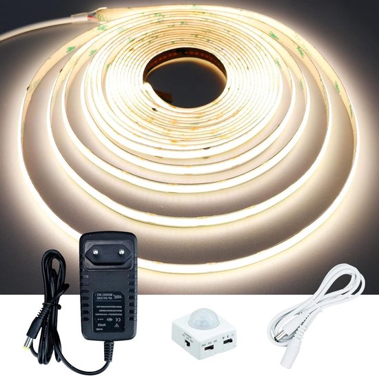 Led strips 5M Bewegingssensor COB LED Strip Natuurlijk Wit 4000K ...