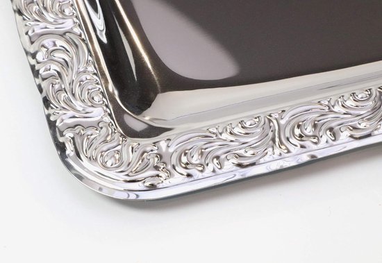 Stijlvol Roestvrijstalen Dienblad met Decoratieve Rand voor Buffetten ...