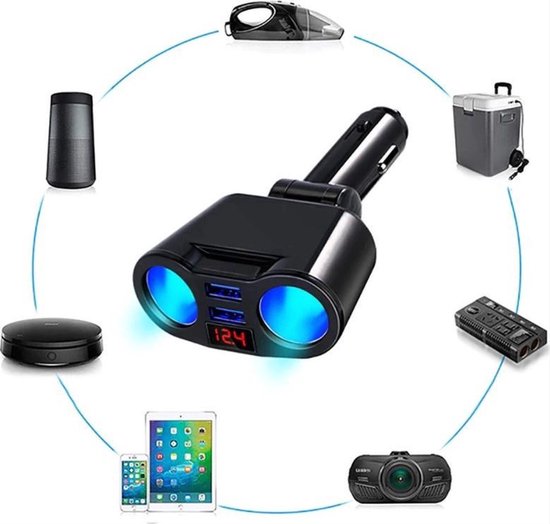 CHPN - USB splitter auto - Auto aansteker aansluiting - Splitter - USB ...