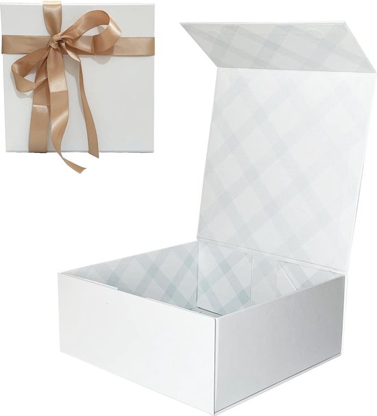 Witte Gift Box 21,5x21,5x9 cm | Premium Cadeauverpakking met Magnetisch ...