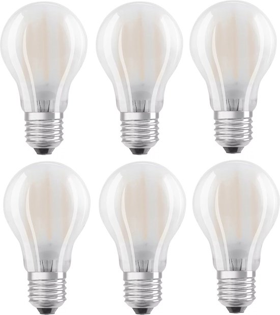 6 stuks Osram LED lamp E27 1.5W 136lm 2700K Mat Niet-Dimbaar | bol