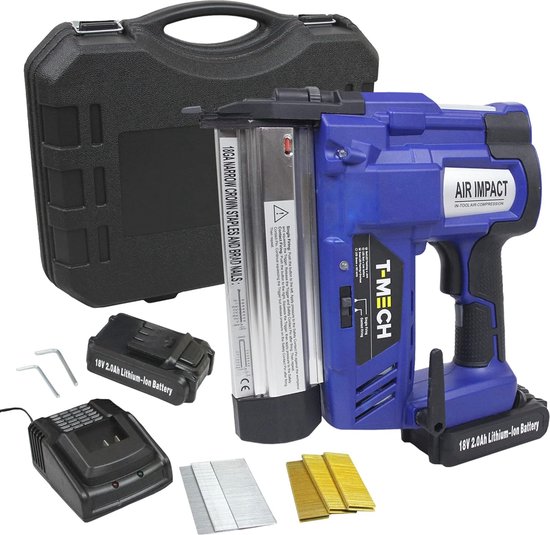 Accu Tacker 18V - Krachtig Spijker- en Nietpistool met Extra Accu en ...