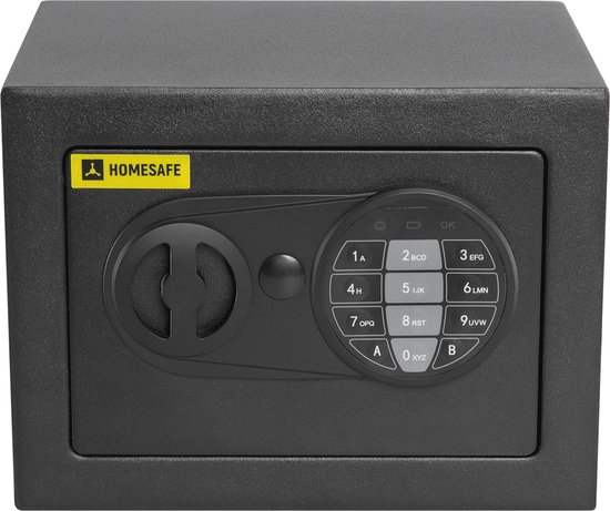 Compacte kluis met elektronisch slot - 17 x 23 x 17 cm in carbon satijn ...