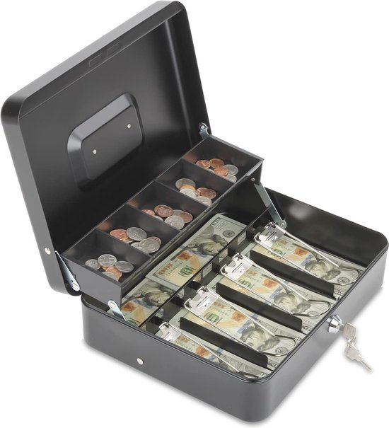 Geldkist met Slot en Sleutels - Draagbare Metalen Spaarpot met ...