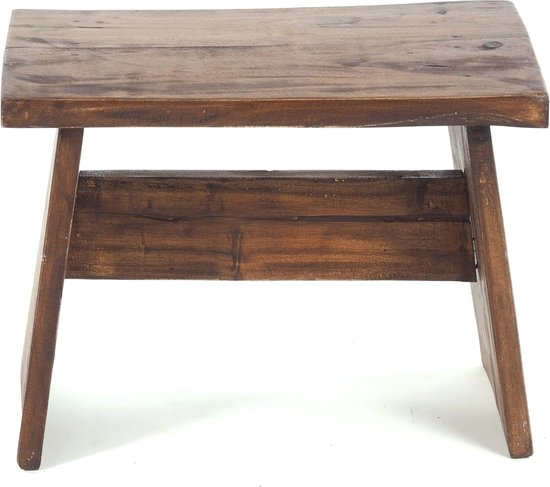 Rustieke Houten Bank - 40 cm | Decoratieve Poef van Gerecycled Hout ...