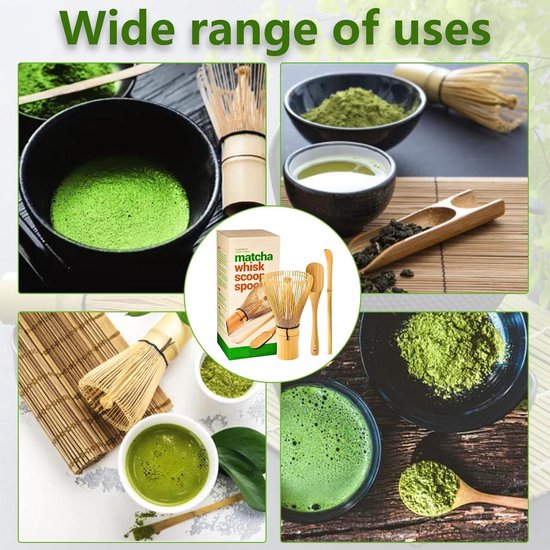 Matcha set van 4 Garde, Lepel, Traditionele Schep - Bamboebezem ...