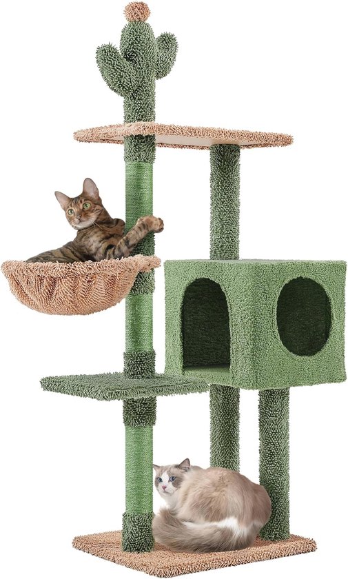 Krabpaal voor katten met cactus ontwerp - 133 cm hoge klimboom met multi-platforms en... | bol