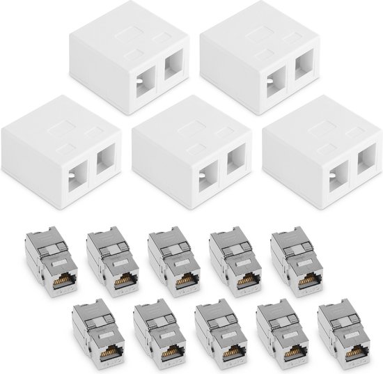 kwmobile 5x CAT 6A prise réseau en saillie avec 10x modules Keystone ...