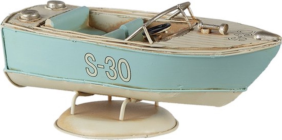 Decoratie Miniatuur Boot 18*8*8 cm Turquoise Ijzer Miniatuur Boot ...