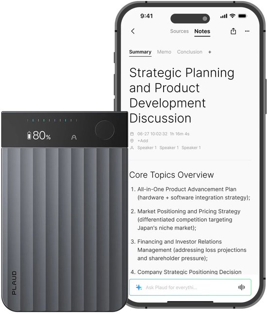 PLAUD - Note Pro Black - LLM Empowered AI Voice Recorder - 64 gb intern ...
