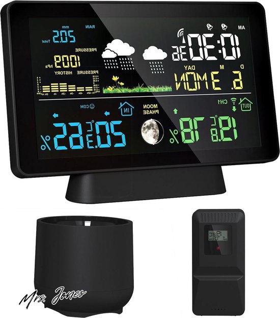Mrs. Jones Weerstation draadloos 8-in-1 thermometer hygrometer voor ...