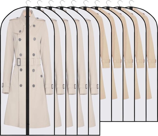 Transparante kledingzakken met ritssluiting - 10 stuks - lang - 60 x ...