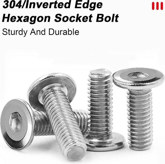 Set van 60 RVS Zeskantbouten en Moeren voor Meubelverbindingen | bol