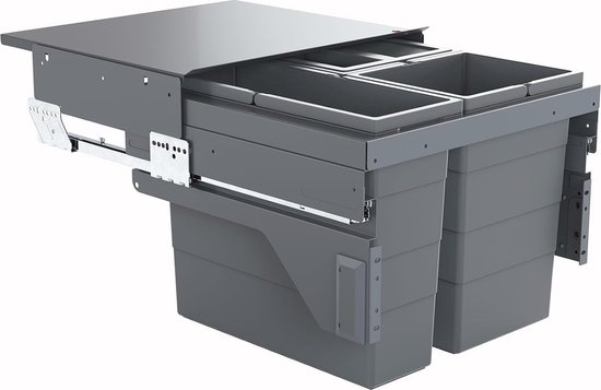 Afvalbak voor onderkast met 3-voudige scheiding - 43 liter - Uittrek ...