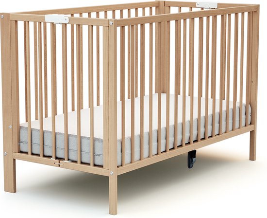 AT4 - Opvouwbaar kinderbed ESSENTIEL in hout Beuken Gelakt 60 x 120 cm ...