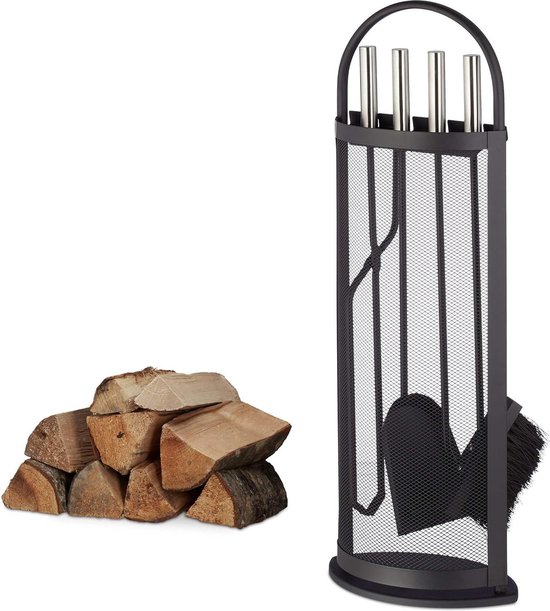 Moderne haardset 5-delige set - Staal - Pook schep bezem tang - Open ...