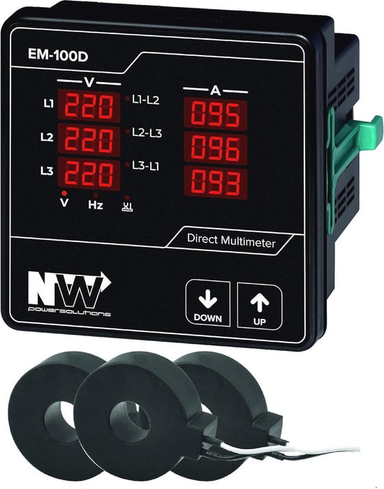 Inbouwmeter voor Stroom, Spanning en Frequentie - 3-Fasen Multimeter ...
