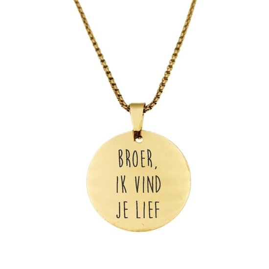 Ketting RVS - Rond - Goud - Broer ik Vind je Lief | bol