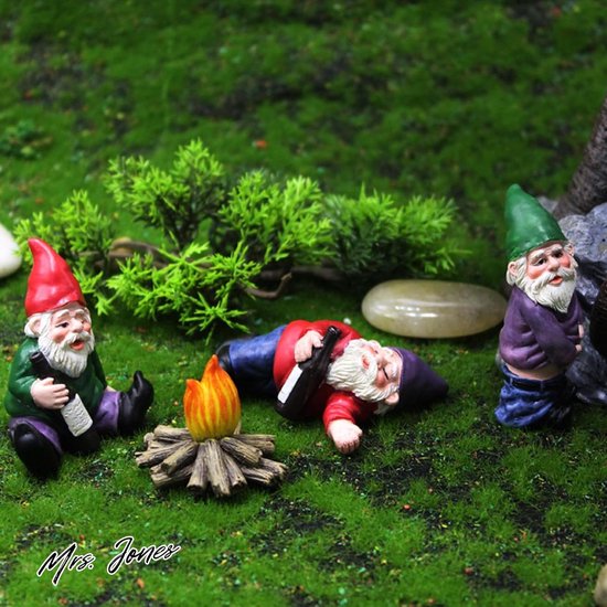 Mrs. Jones 4 Stuks Tuinkabouters Dronken Dwerg - Tuin Kabouters Dwerg ...